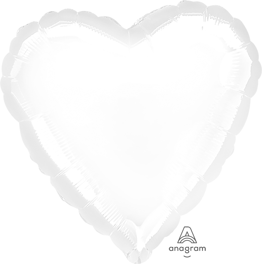 18" Foil Heart - Metallic White balloon balloons vancouver JC Balloon ...