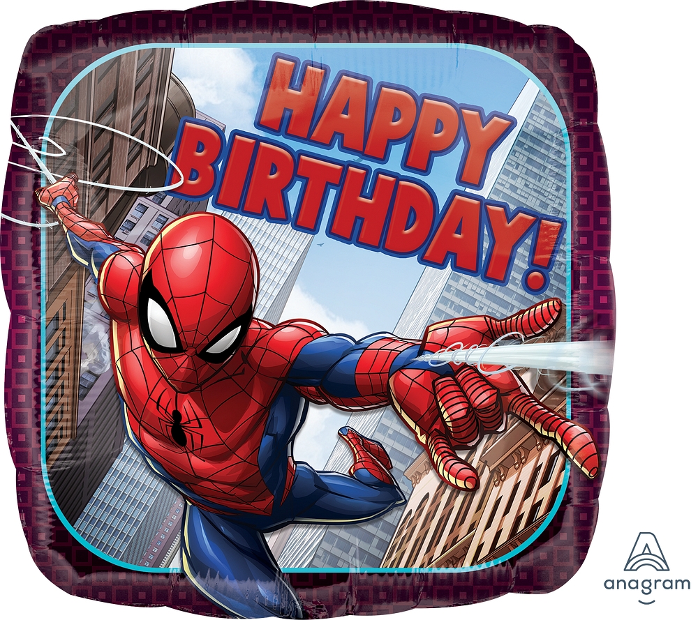 18" Spider-Man Happy Birthday balloon balloons vancouver JC Balloon Studio