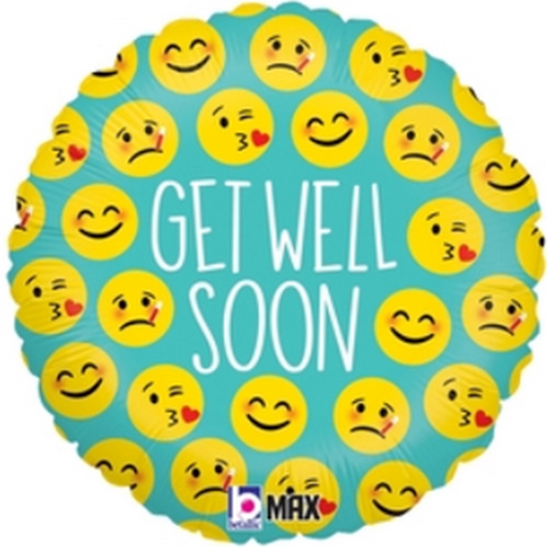 18" Emoji Get Well balloons vancouver JC Balloon Studio