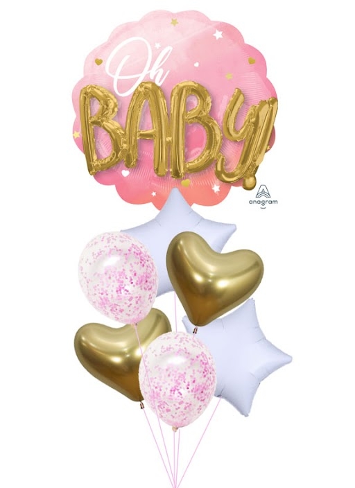 Hello baby girl confetti with gold confetti bouquet balloons vancouver ...