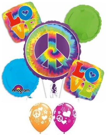 60s Peace Sign Bouquet 4 balloons vancouver JC Balloon Studio