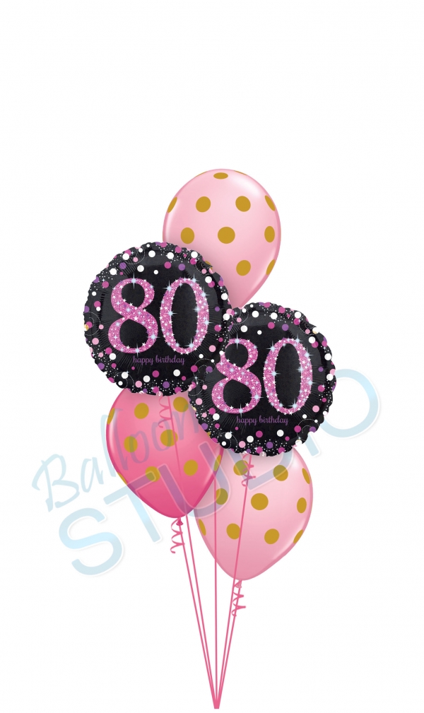80th Pink Birthday Bouquet balloons vancouver JC Balloon Studio
