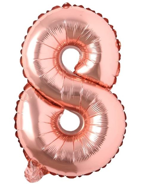 Block Number Rose Gold Balloon - Number Eight balloons vancouver JC ...