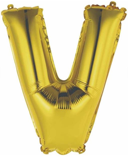 Block Letter Gold Balloon - Letter V balloons vancouver JC Balloon Studio