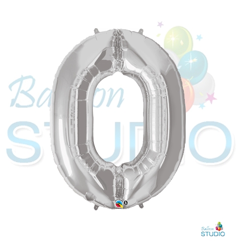 Silver Balloon Number 0 balloons vancouver JC Balloon Studio