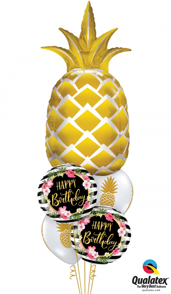 Birthday Pineapple Bouquet 2 balloons vancouver JC Balloon Studio