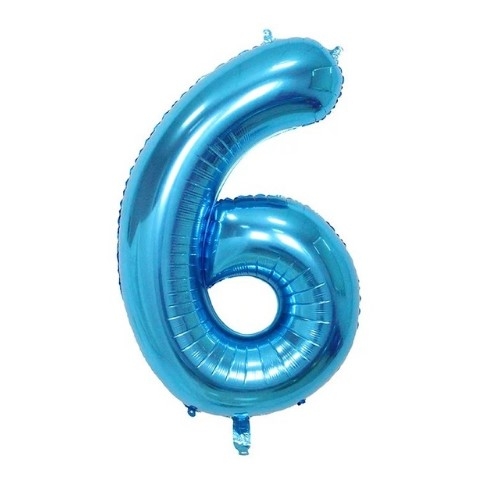 Blue foil number 6 balloon balloons vancouver JC Balloon Studio