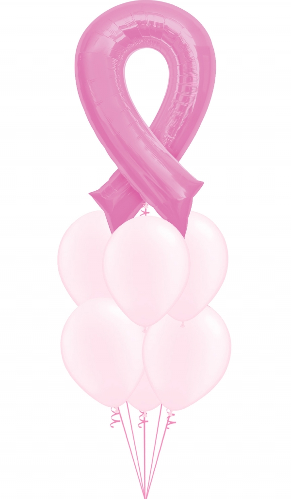 Cancer Awareness Pink Ribbon Bouquet 4 balloons vancouver JC Balloon Studio