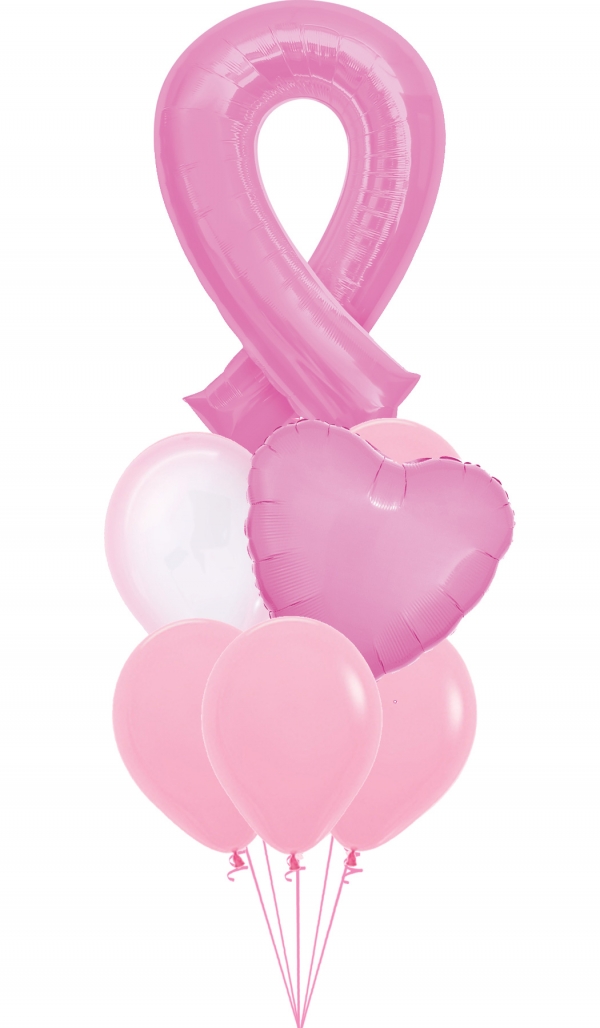 Cancer Awareness Pink Ribbon Bouquet 4 balloons vancouver JC Balloon Studio