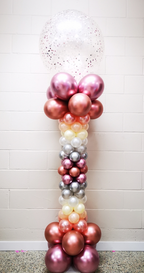 Chrome Rose Gold & Confetti Ombre Column balloons vancouver JC Balloon ...