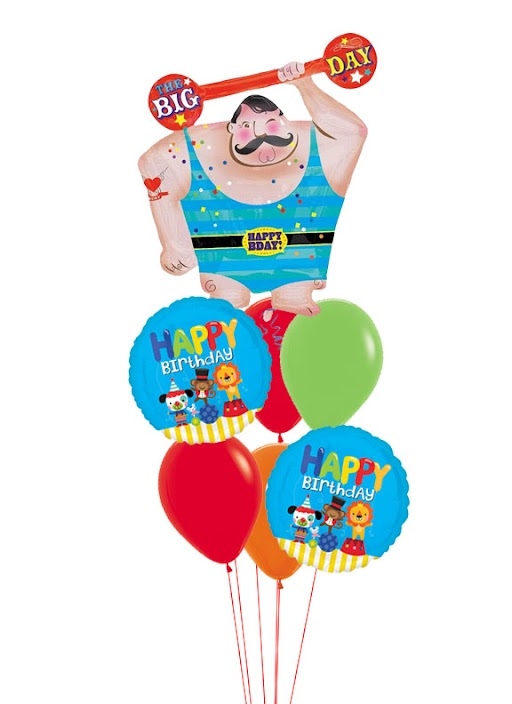 Circus Strong Man Bouquet 25 balloons vancouver JC Balloon Studio