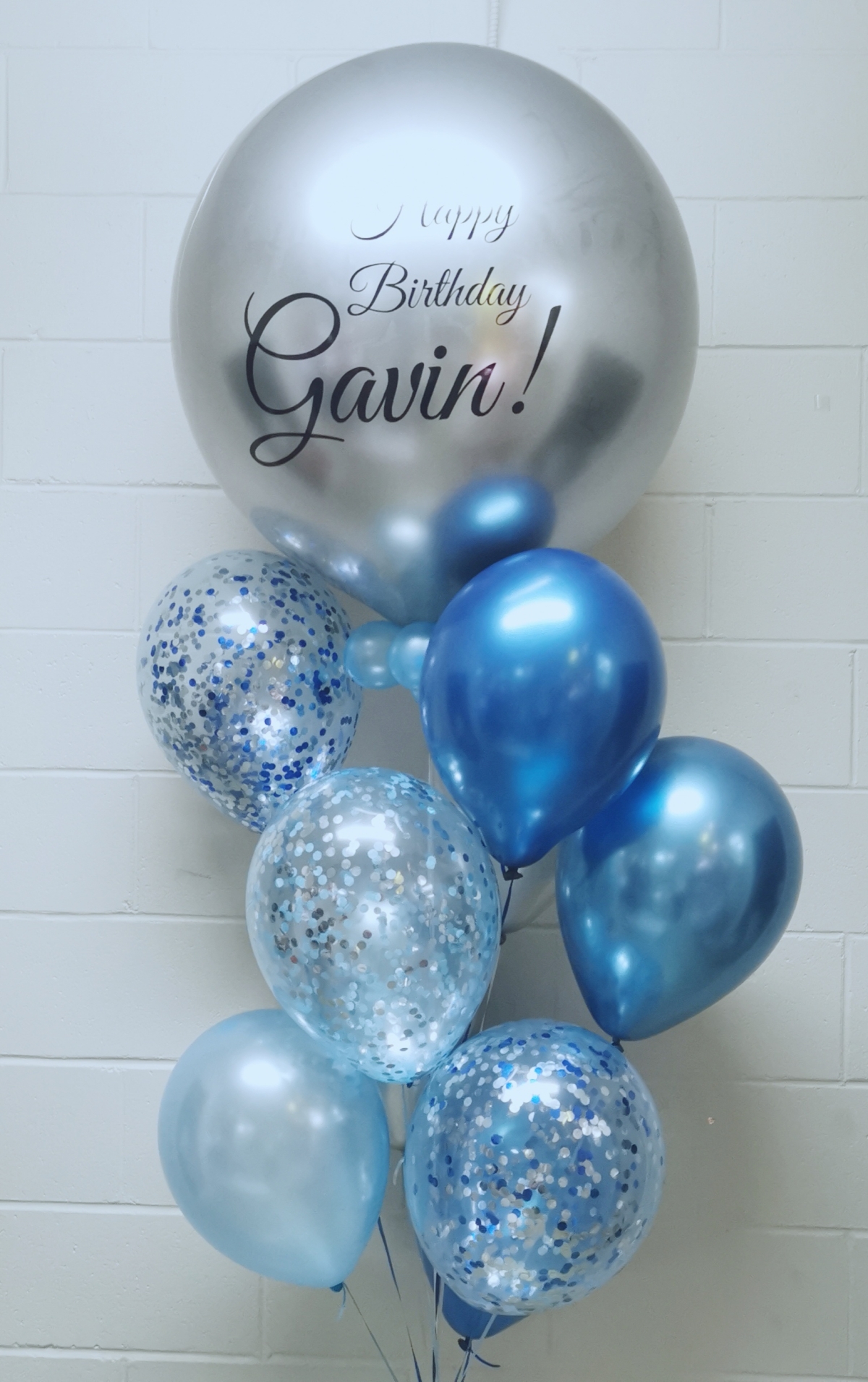Classic Custom Print Bouquet In Blue & Silver balloons vancouver JC ...