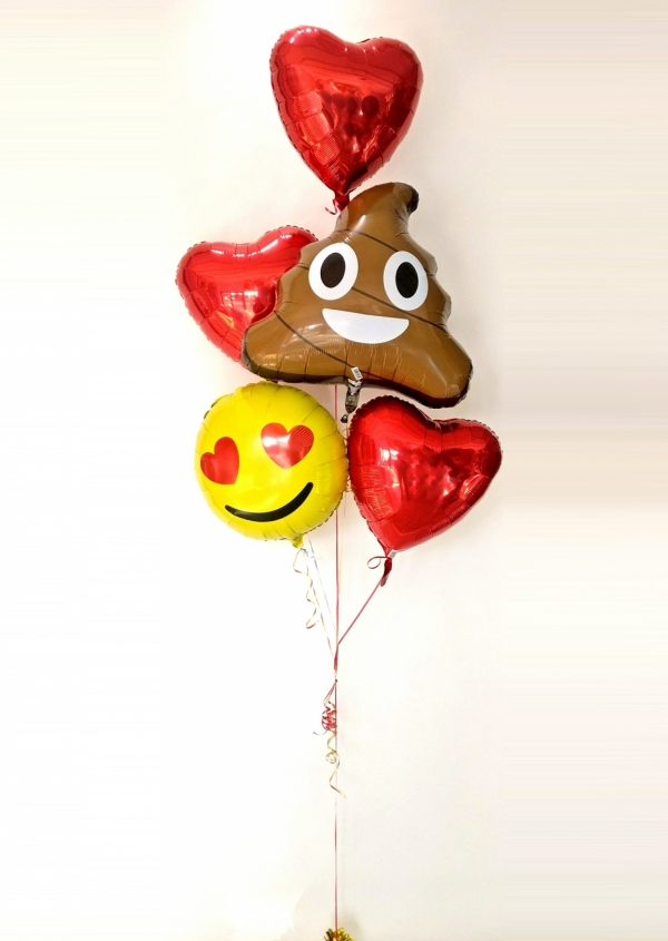 Emoji Poo Bouquet 6 balloons vancouver JC Balloon Studio