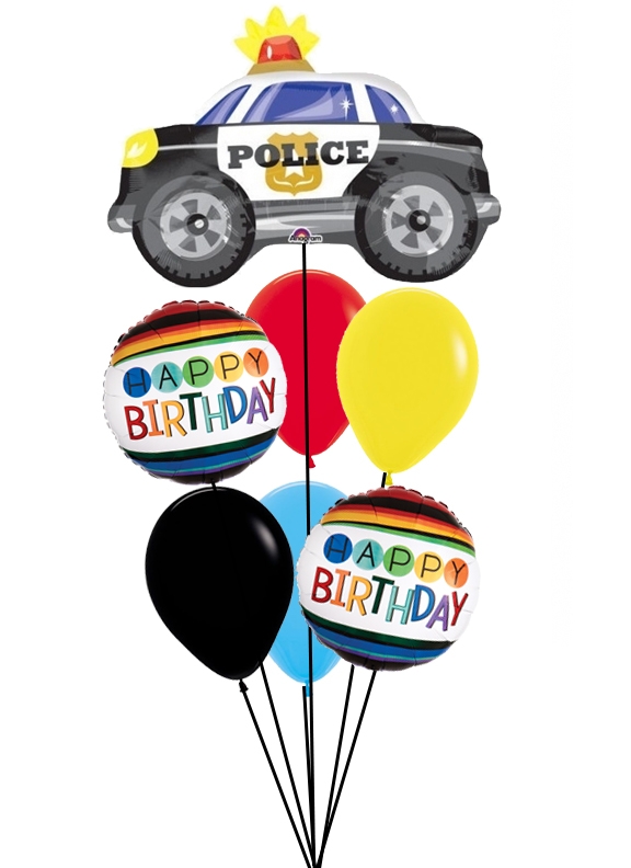 Police Car Birthday Balloon Bouquet balloons vancouver JC Balloon Studio