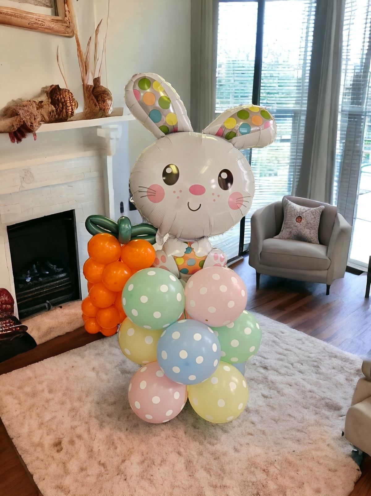 Easter Bunny with Pastel balloons centerpiece balloons vancouver JC ...