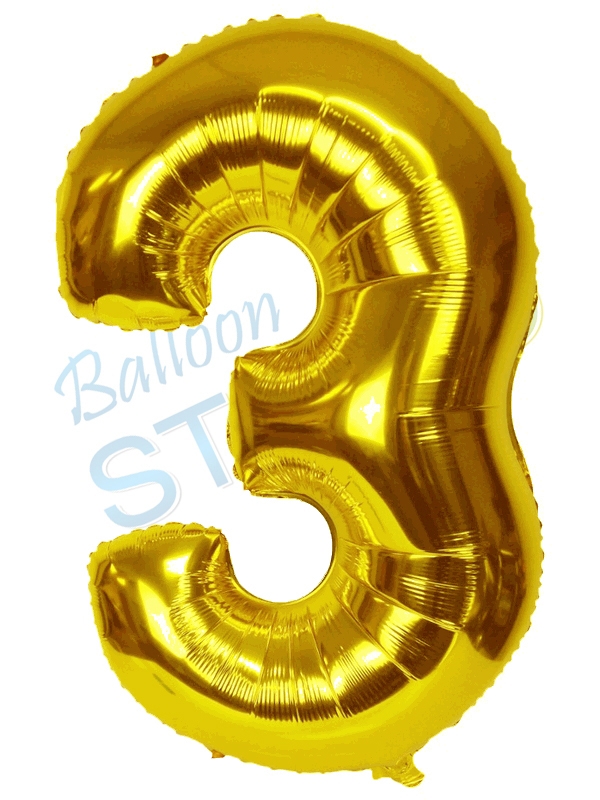Gold Balloon Number 3 balloons vancouver JC Balloon Studio