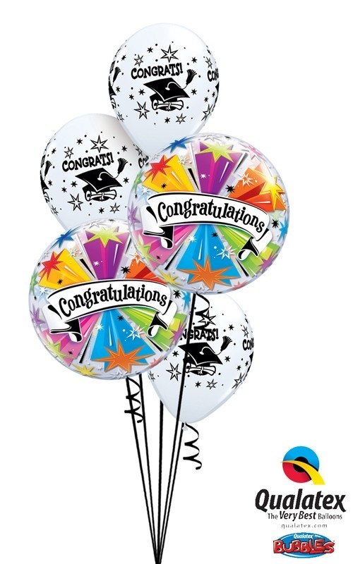 Graduation Balloon Bouquet congrats grad with gold confetti balloons ...
