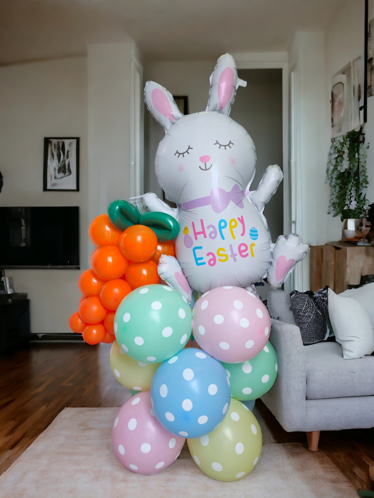 Easter Bunny with Pastel balloons centerpiece balloons vancouver JC ...