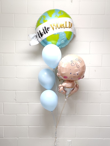 Hello World Baby Boy Balloon Bouquet balloons vancouver JC Balloon Studio