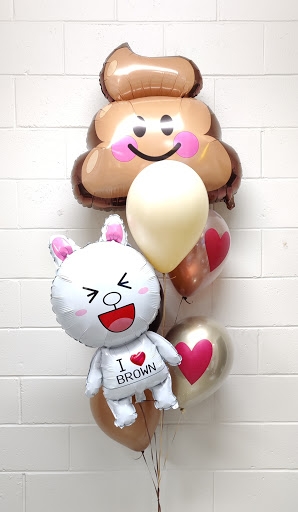 Emoticon Pink Poop Love Bouquet balloons vancouver JC Balloon Studio