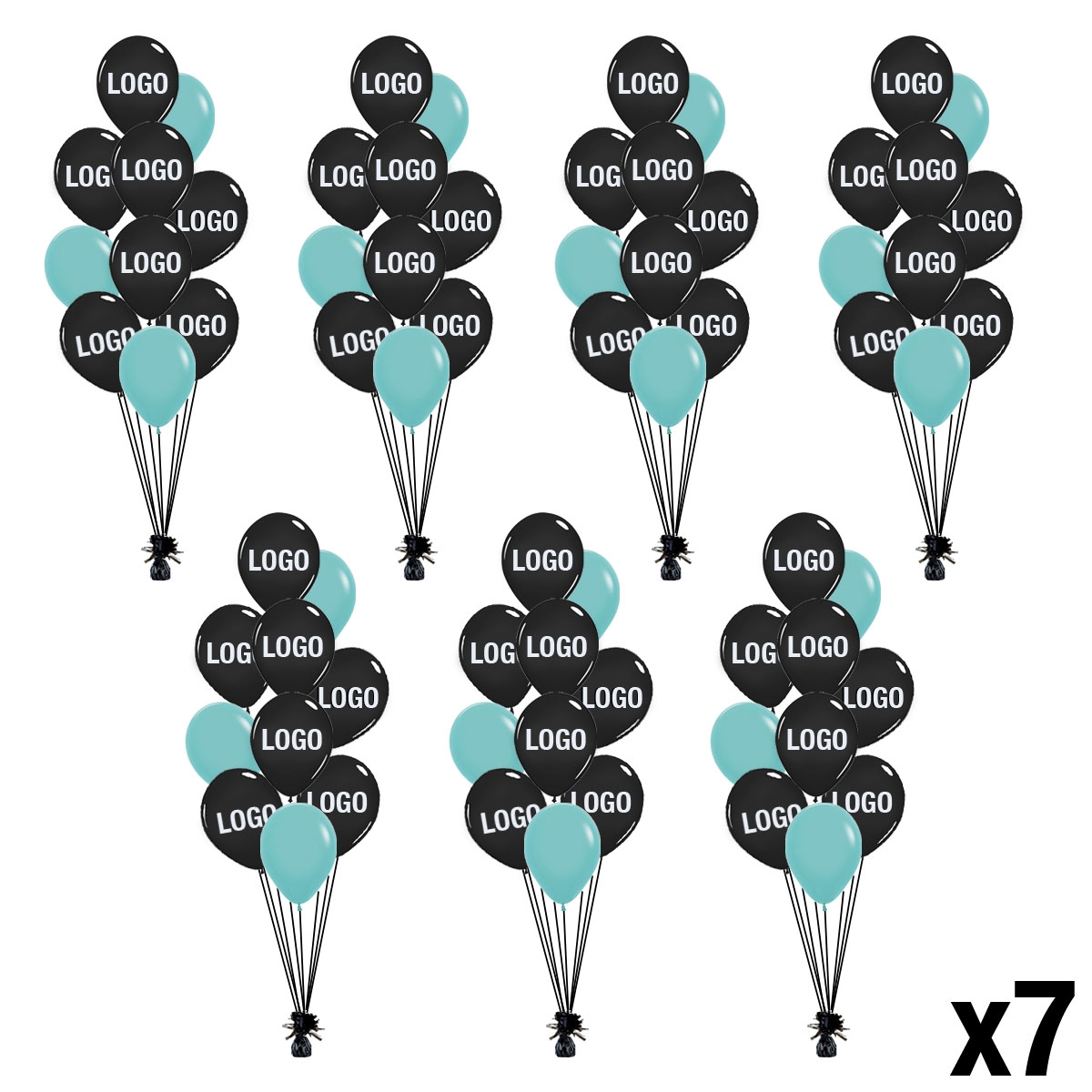 INK Custom Printed Balloon Bouquet [Set of 7] Latex Balloon Trees of 10 ...
