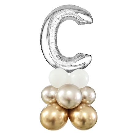 Letter C Balloon 55inch Standup Silver balloons vancouver JC Balloon Studio