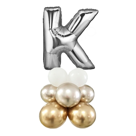 Letter K Balloon 55inch Standup Silver balloons vancouver JC Balloon Studio
