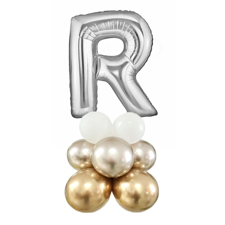 Letter R Balloon 55inch Standup Silver balloons vancouver JC Balloon Studio