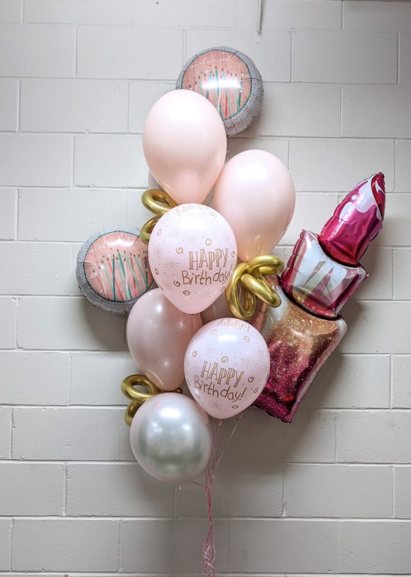 Lipstick and Blush Balloon Bouquet balloons vancouver JC Balloon Studio