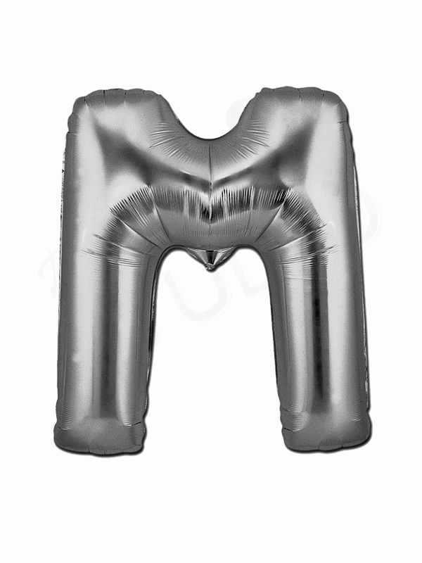 Silver Balloon Letter M balloons vancouver JC Balloon Studio