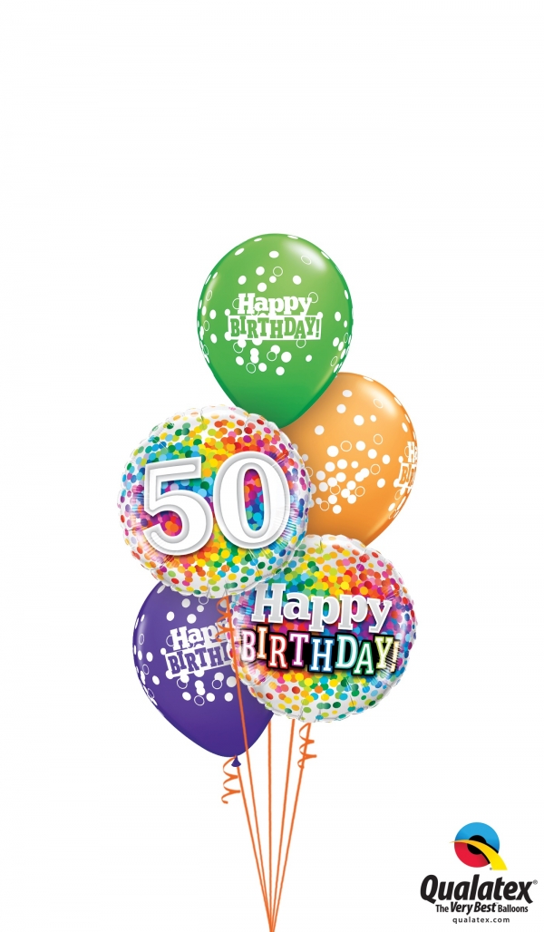 Milestone Colour 50th Birthday Bouquet 6 balloons vancouver JC Balloon ...