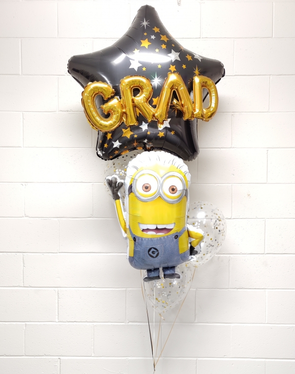 Minion Grad Confetti Balloon Bouquet balloons vancouver JC Balloon Studio