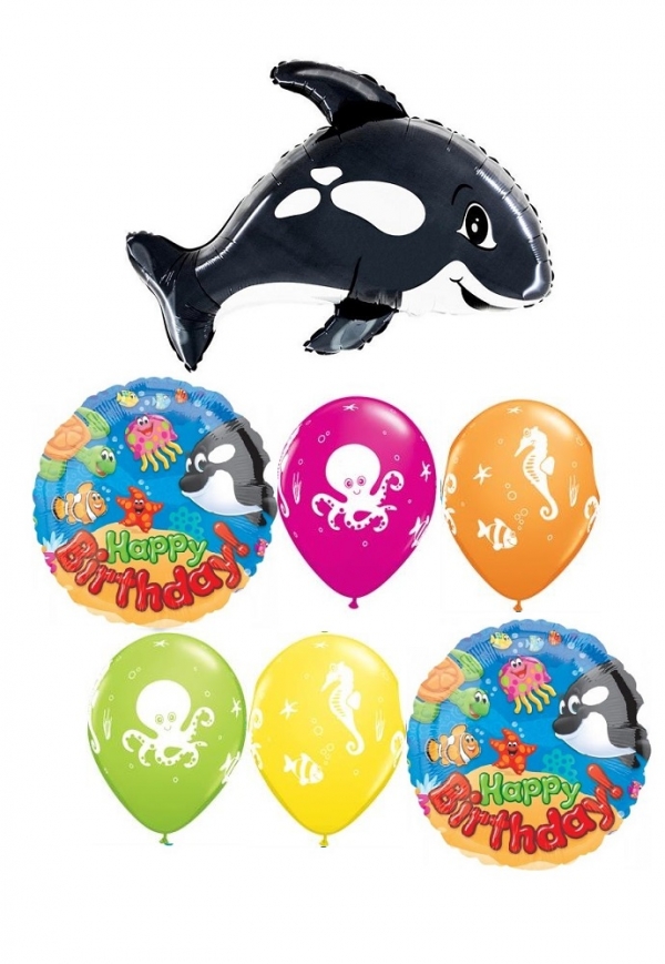 Orca Whale Birthday Bouquet 3 balloons vancouver JC Balloon Studio