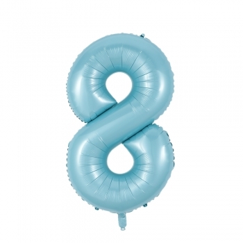 Pastel Blue Number 8 balloons vancouver JC Balloon Studio