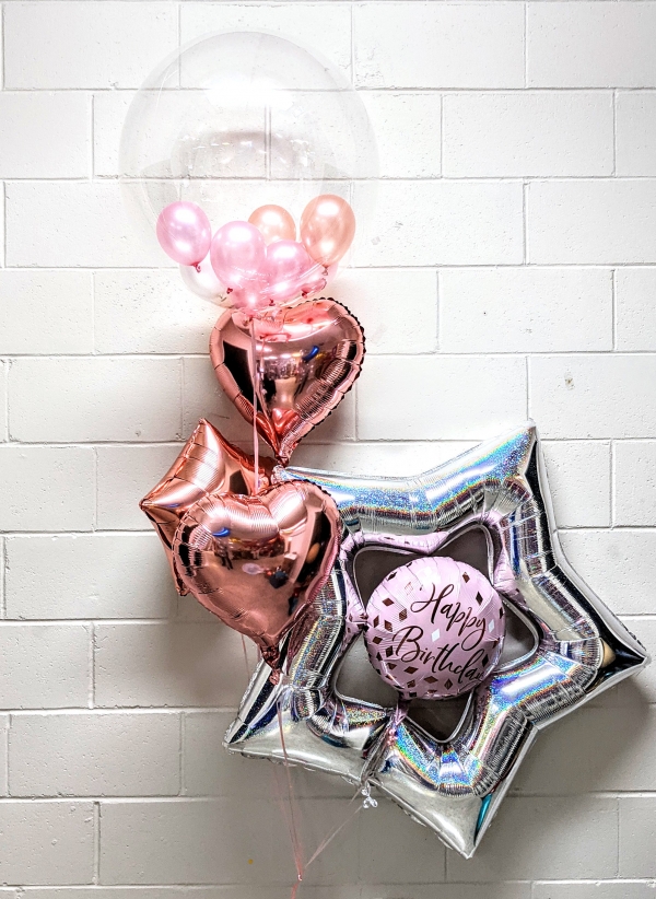Rose Gold Star & Bubble Birthday Bouquet balloons vancouver JC Balloon ...