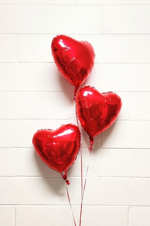 Simple Triple Red Heart Bouquet balloons vancouver JC Balloon Studio