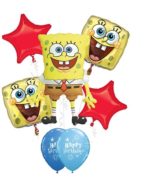 SpongeBob Birthday Bouquet 5 balloons vancouver JC Balloon Studio