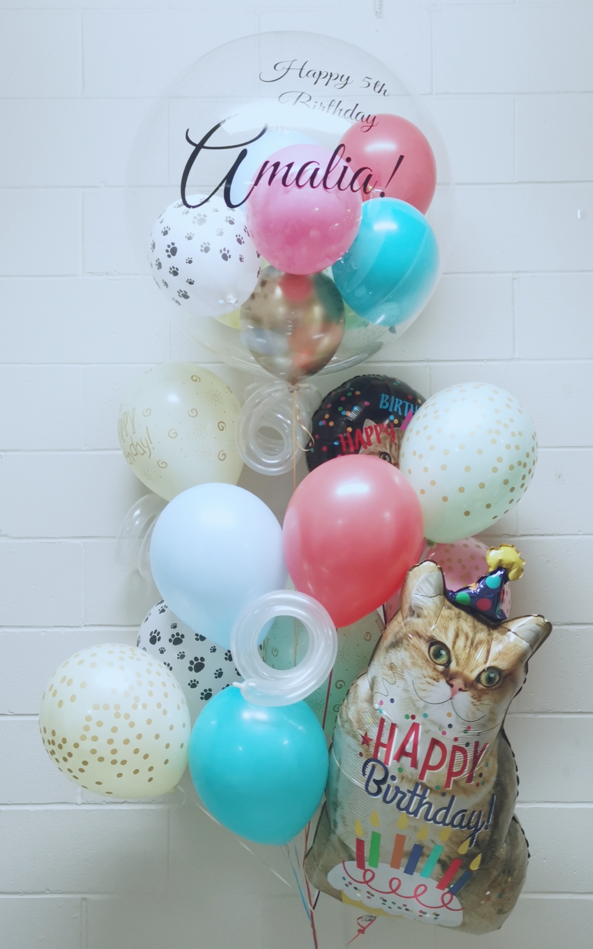 Happy Birthday Cat with Cake Balloon balloons vancouver JC Balloon Studio