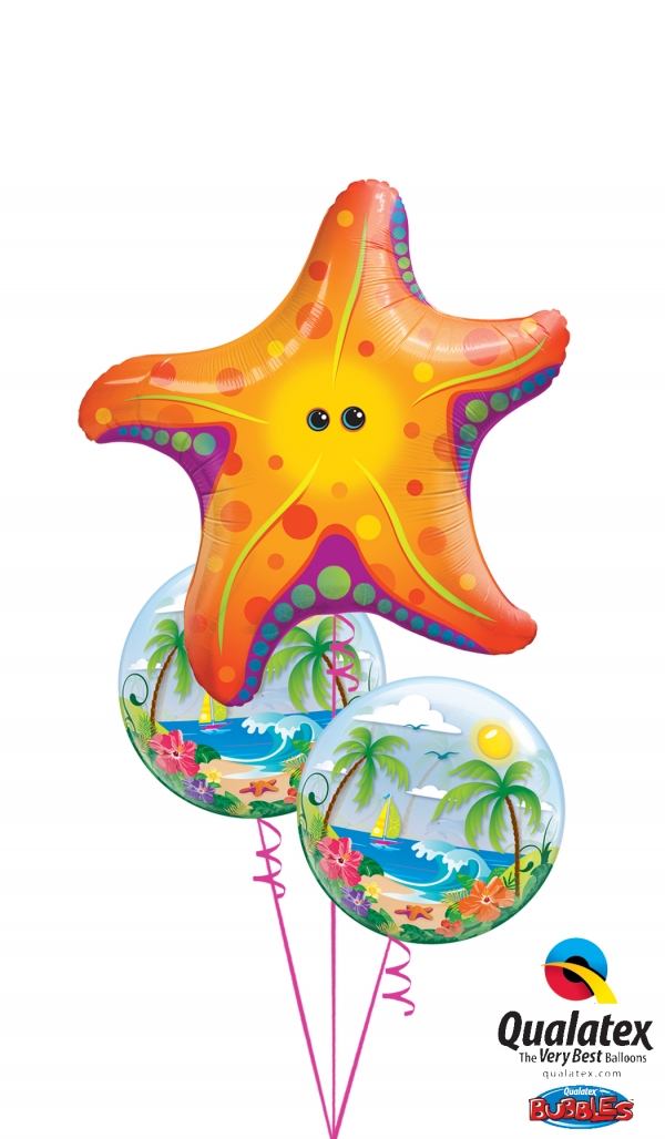 Tropical Luau Sea Starfish Bouquet 5 balloons vancouver JC Balloon Studio