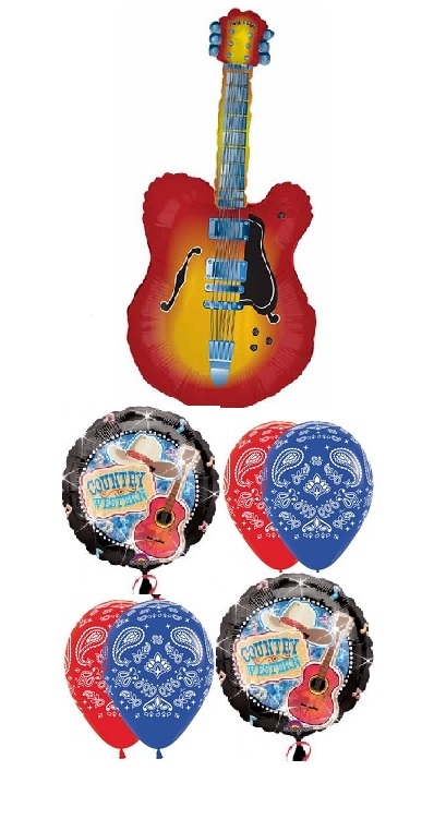 Western Guitar Country Bouquet 7 balloons vancouver JC Balloon Studio